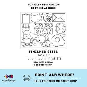 Editable Name Coloring Page | E is for | Personalized Name Alphabet ...