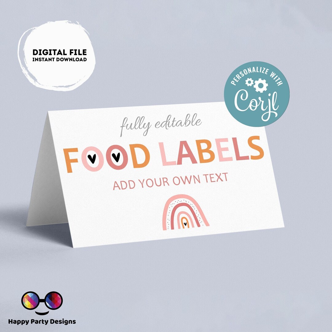 Boho Rainbow Birthday Food Tent | Rainbow Party | Buffet Labels | Boho ...