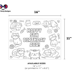 Editable Cute Funny Cats Coloring Page | Placemat Coloring Page | Any ...