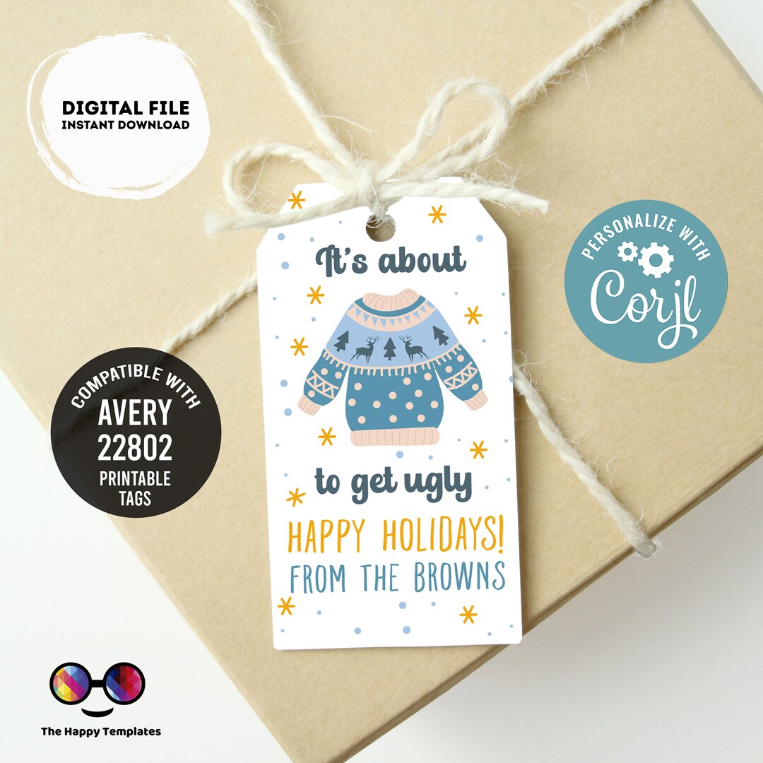 It's About to Get Ugly Editable Tag | Ugly Sweater Party Printable ...