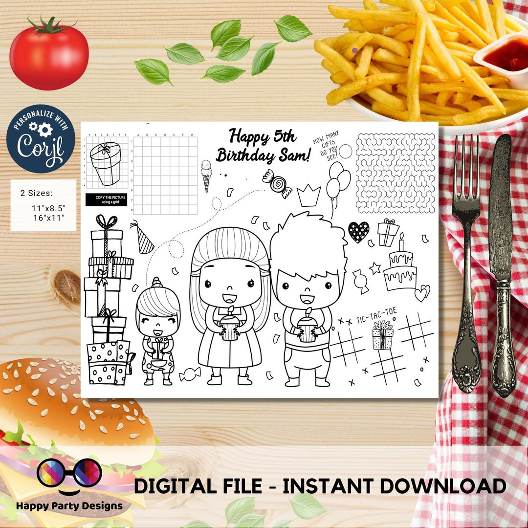 Editable Happy Birthday Party Coloring Page | Birthday Activity ...