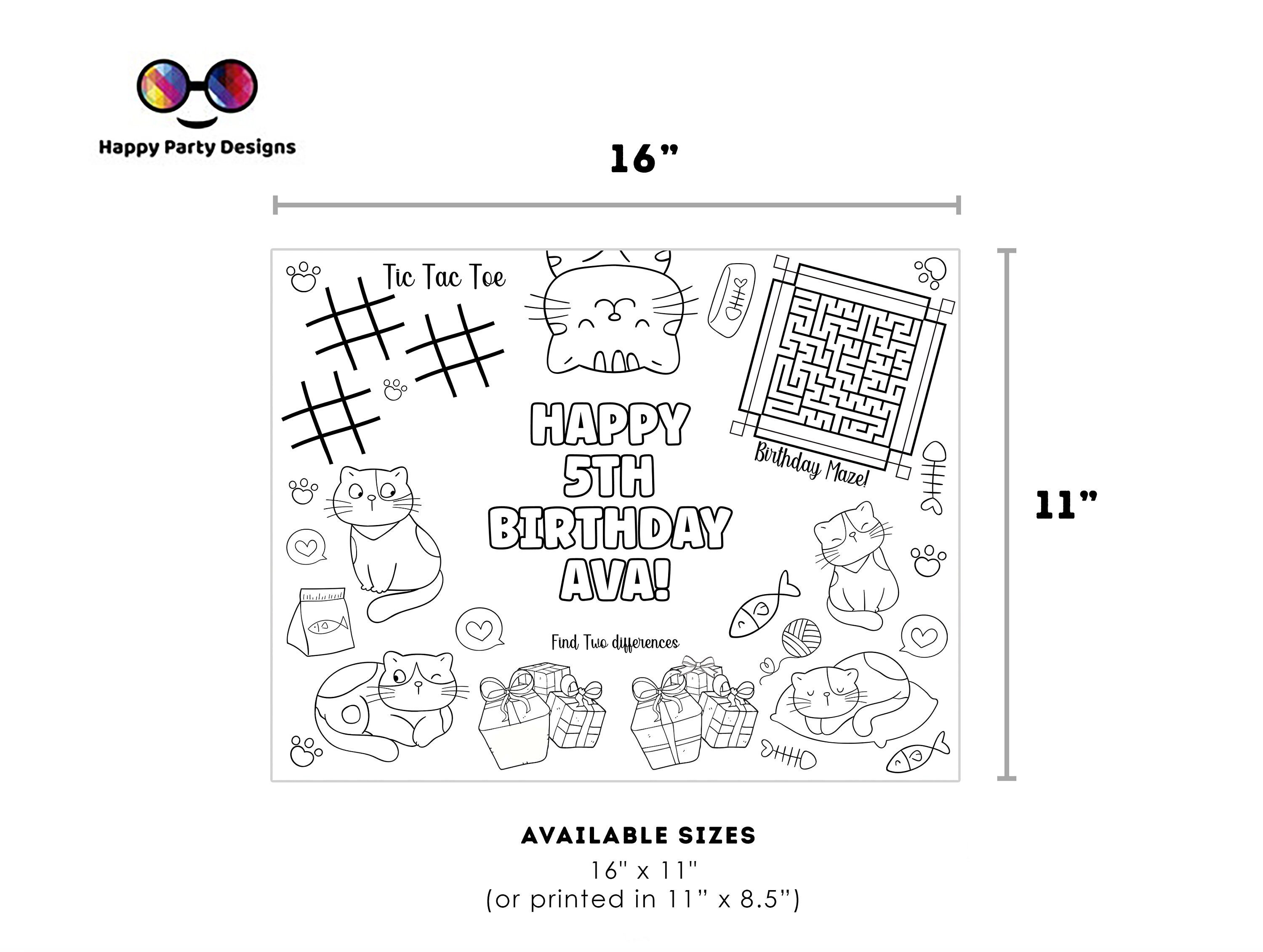 Editable Cute Funny Cats Coloring Page Placemat Coloring - Etsy