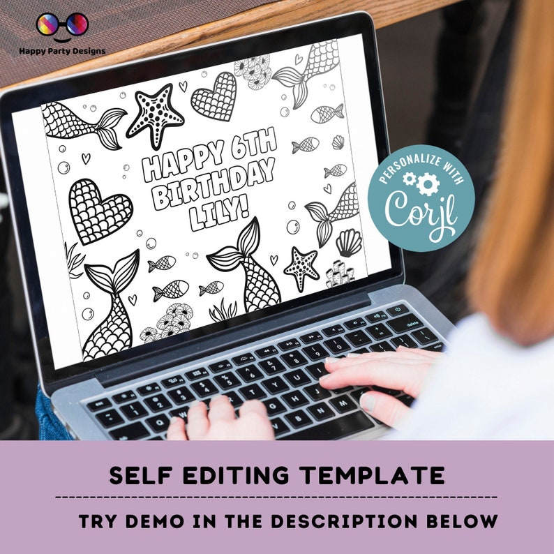 Editable Mermaids Coloring Page | Mermaid Placemat | Any Age | Mermaid ...