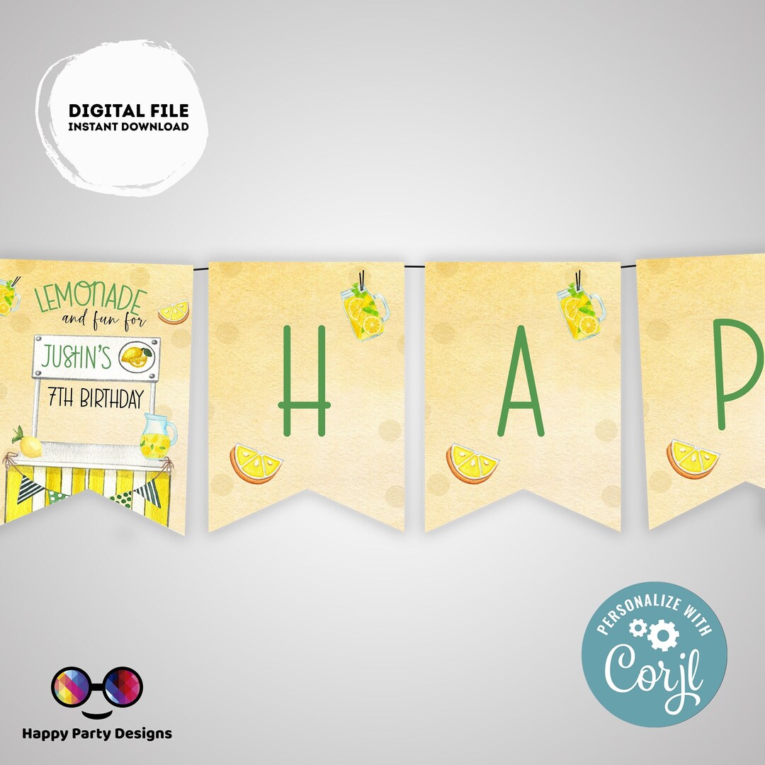 Happy Birthday Lemonade Banner | Lemonade Party | Birthday Banner ...