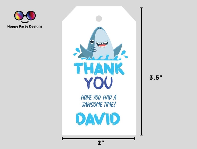 Editable Shark Favor Tag Shark Birthday Favor Tags Jawsome - Etsy