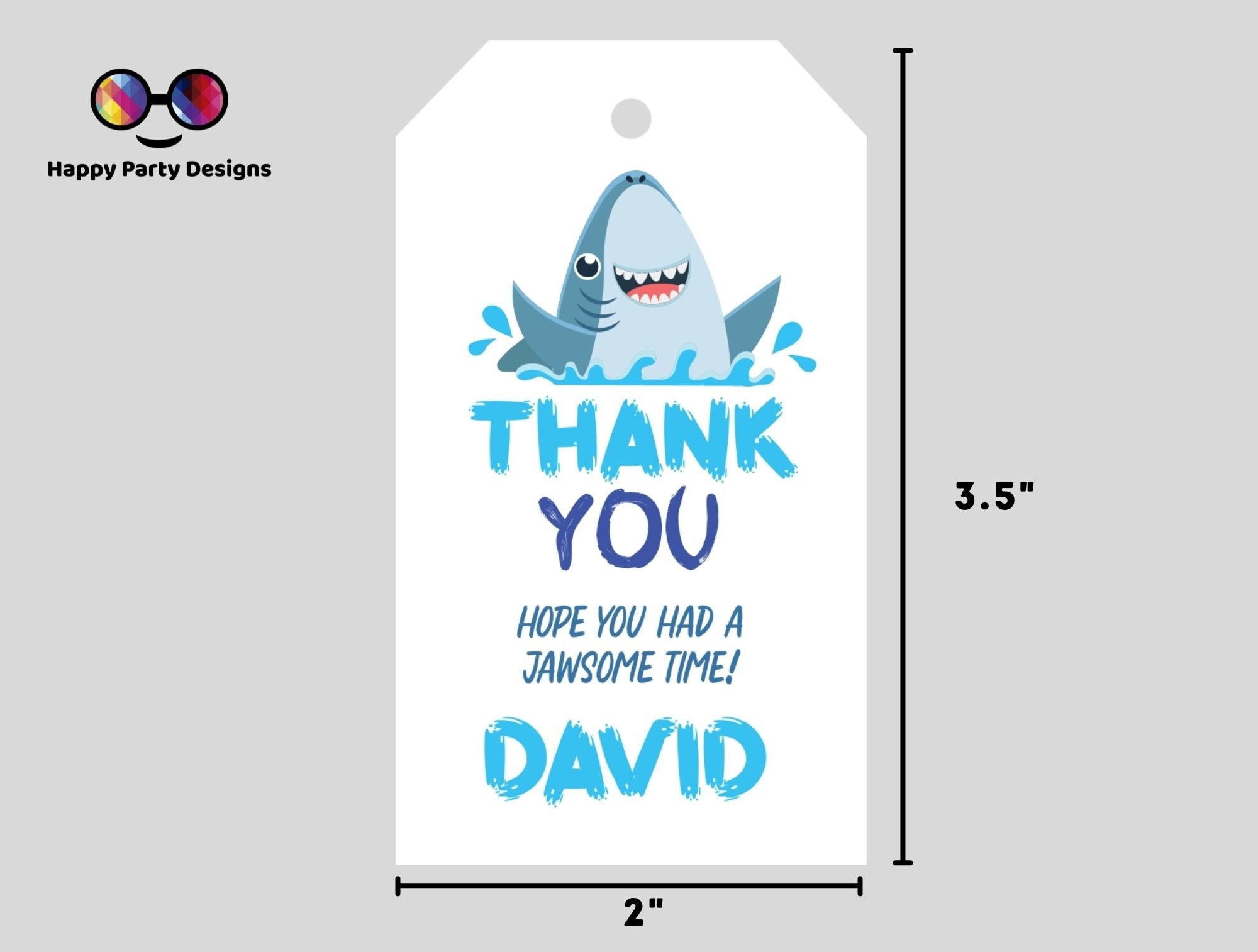 Editable Shark Favor Tag Shark Birthday Favor Tags Jawsome - Etsy