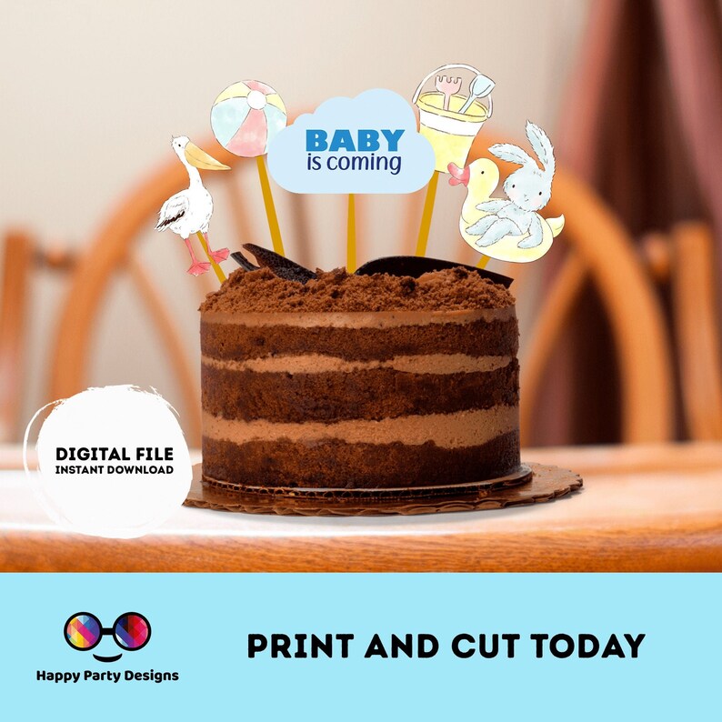 PRINTABLE Pool Baby Shower Cake Topper Pool Party Cake - Etsy