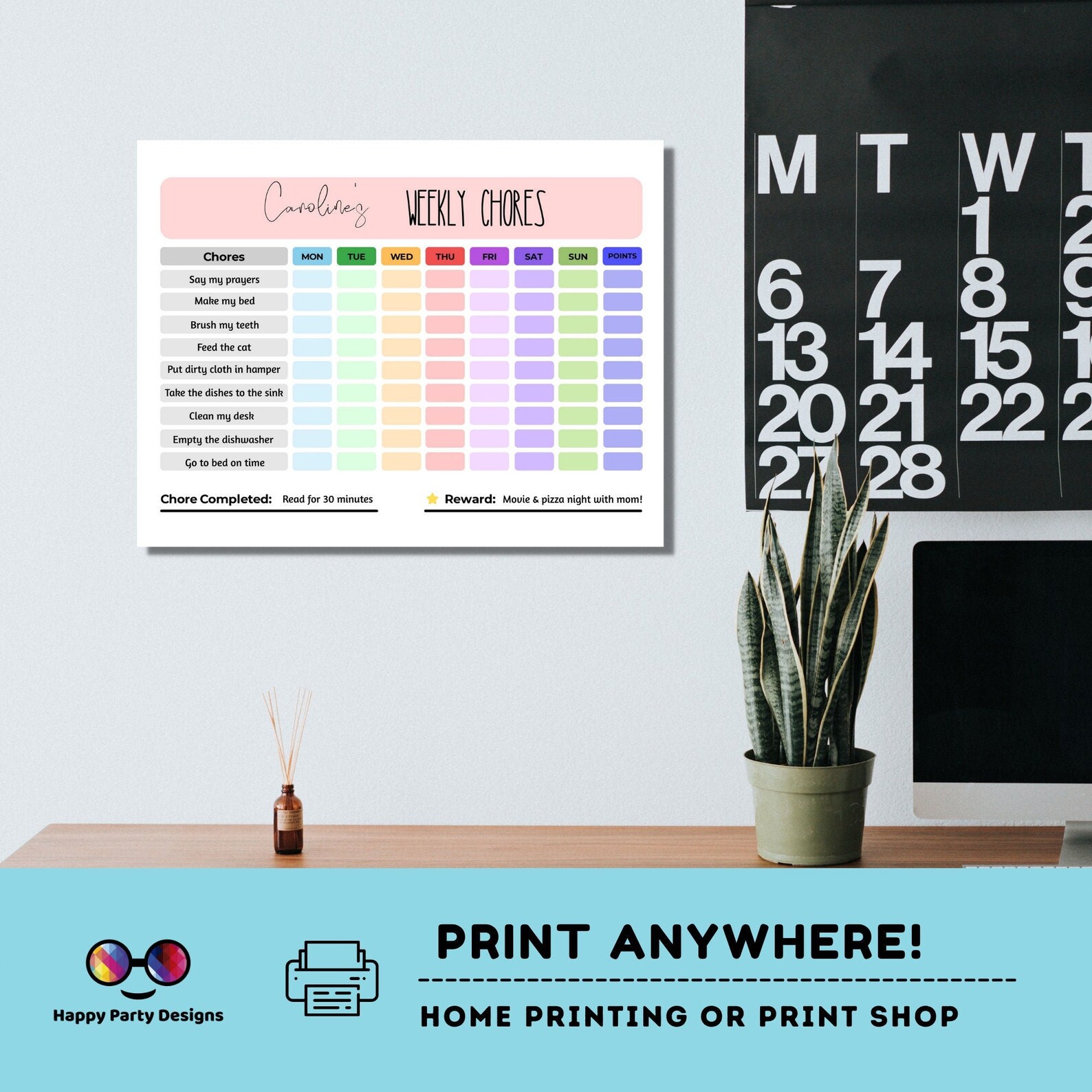 Weekly Daily Chore Chart for Kids | Responsibility Chart Homeschool ...