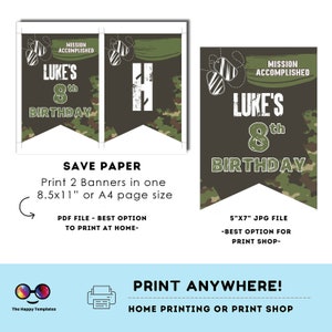 Kids Editable Army Happy Birthday Banner | Printable Birthday Banner ...