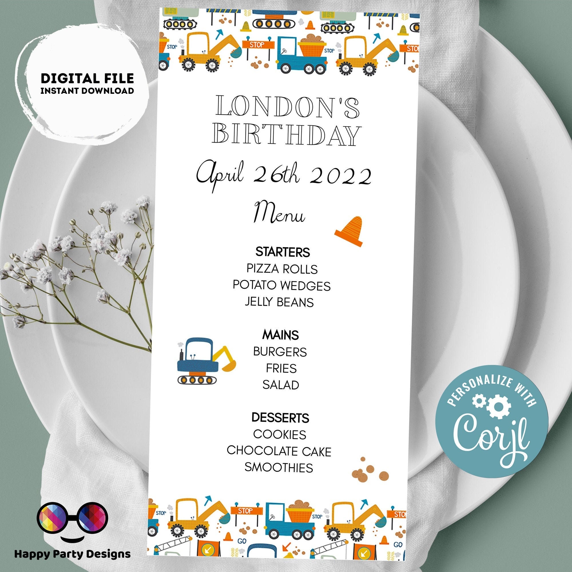 Editable Watercolor Under Construction Menu Template Trucks - Etsy