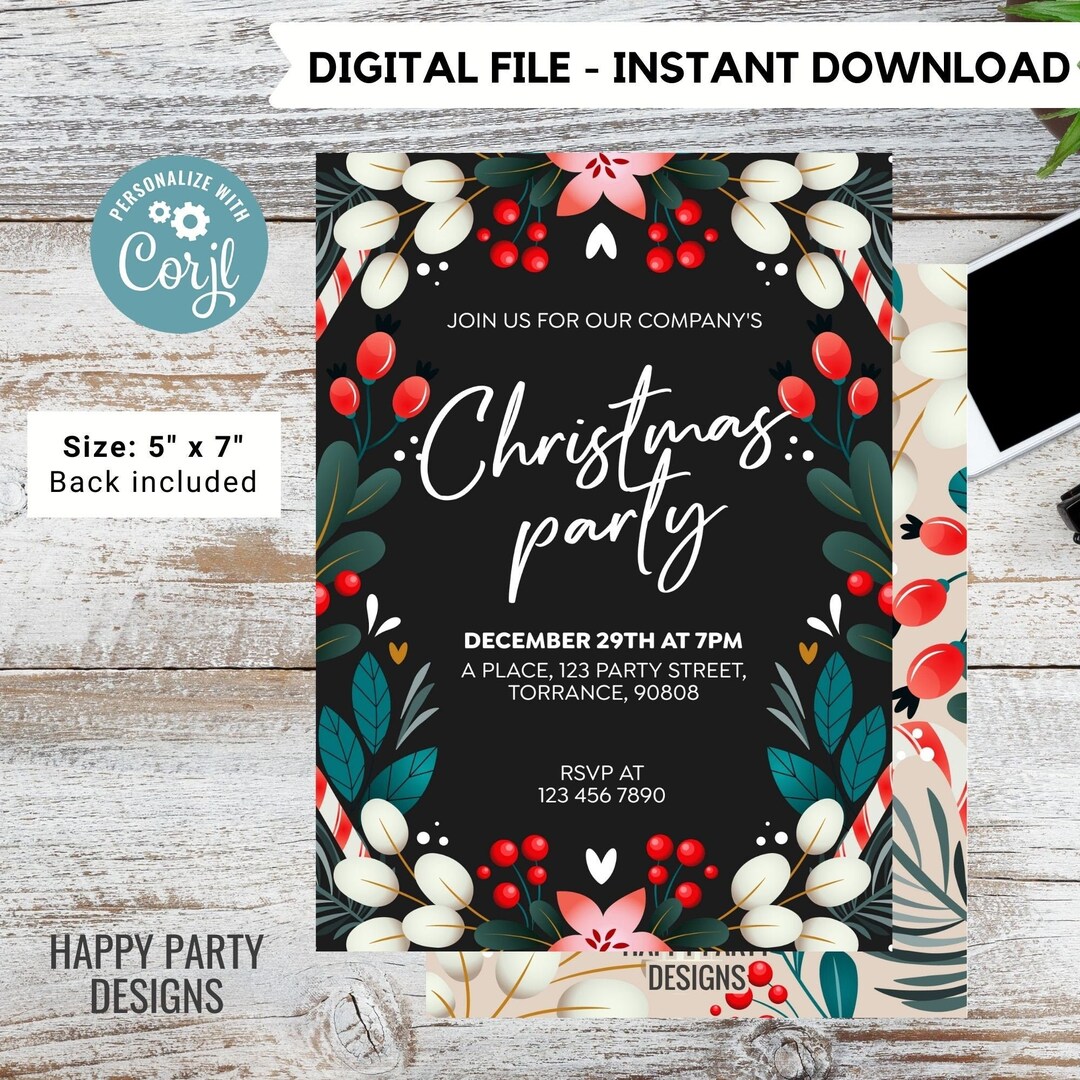 Editable Holiday Party Invitation | Christmas Party Printable Invite ...
