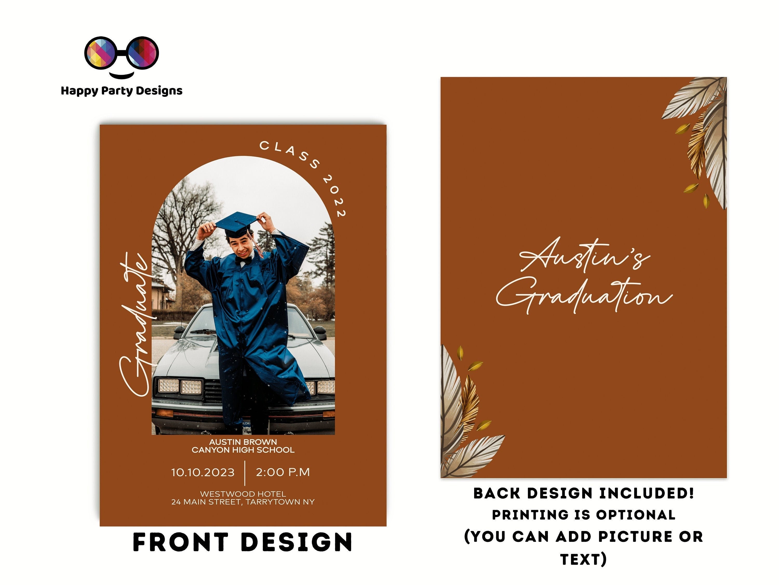 Boho Graduation Invitation Editable Invitation With Picture - Etsy