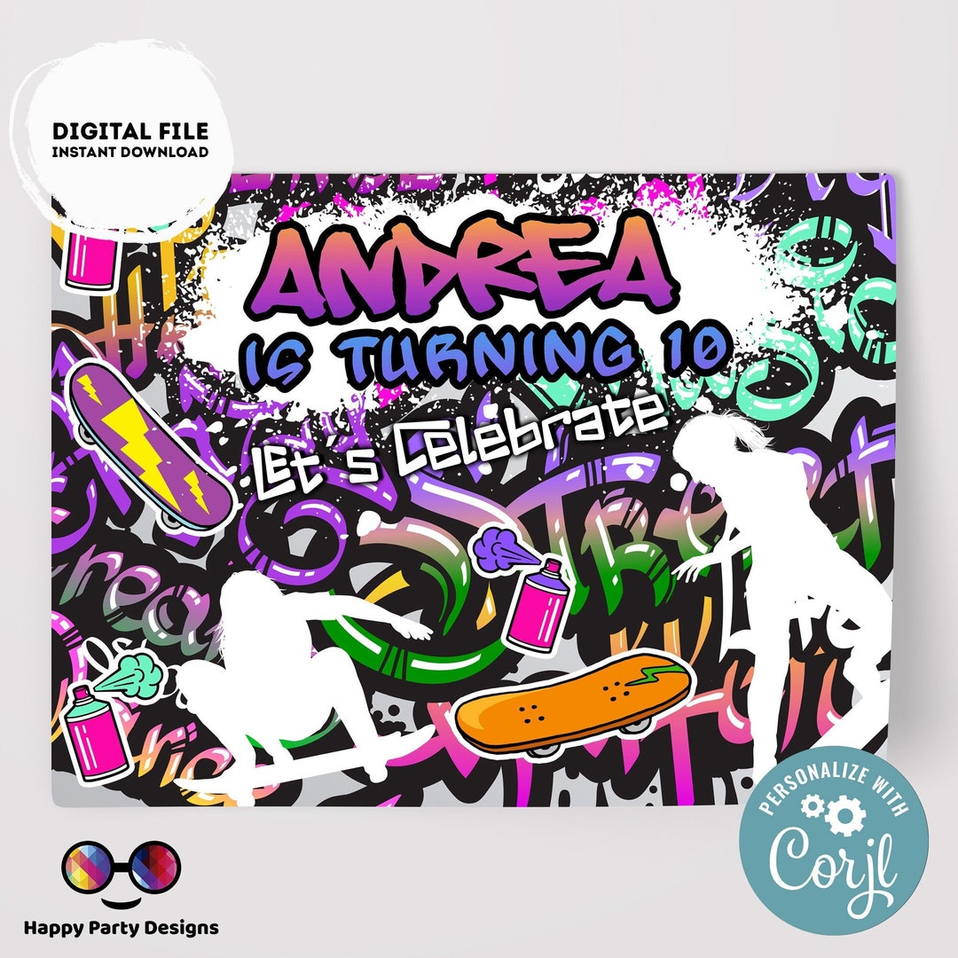 Editable Graffiti Placemat | Digital Graffiti Printable Placemat ...