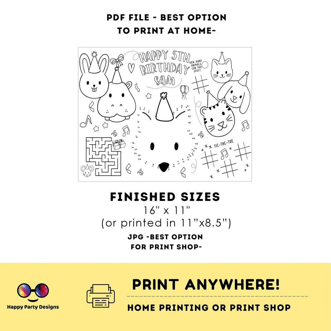 Editable Party Animals Coloring Page First Birthday Any - Etsy Canada