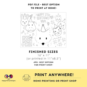 Editable Party Animals Coloring Page | First Birthday | Any Age | Party ...