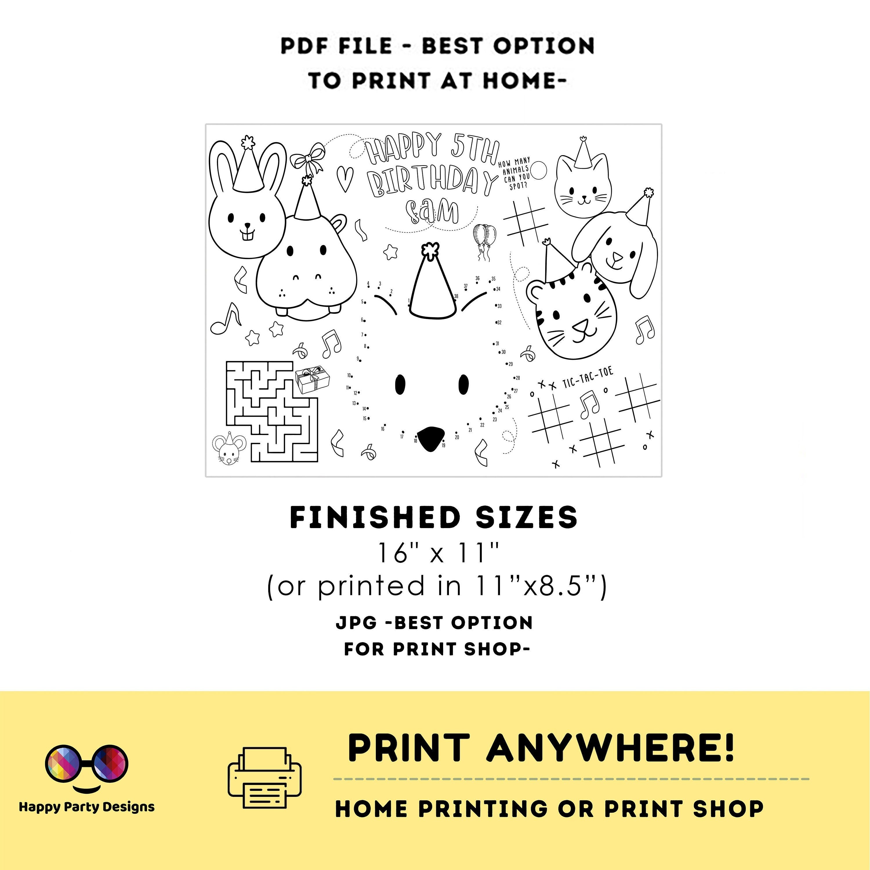 Editable Party Animals Coloring Page First Birthday Any - Etsy Canada