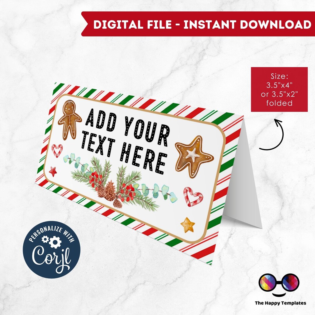 Christmas Place Cards Template | Cookie Exchange | Table Cards | Tent ...