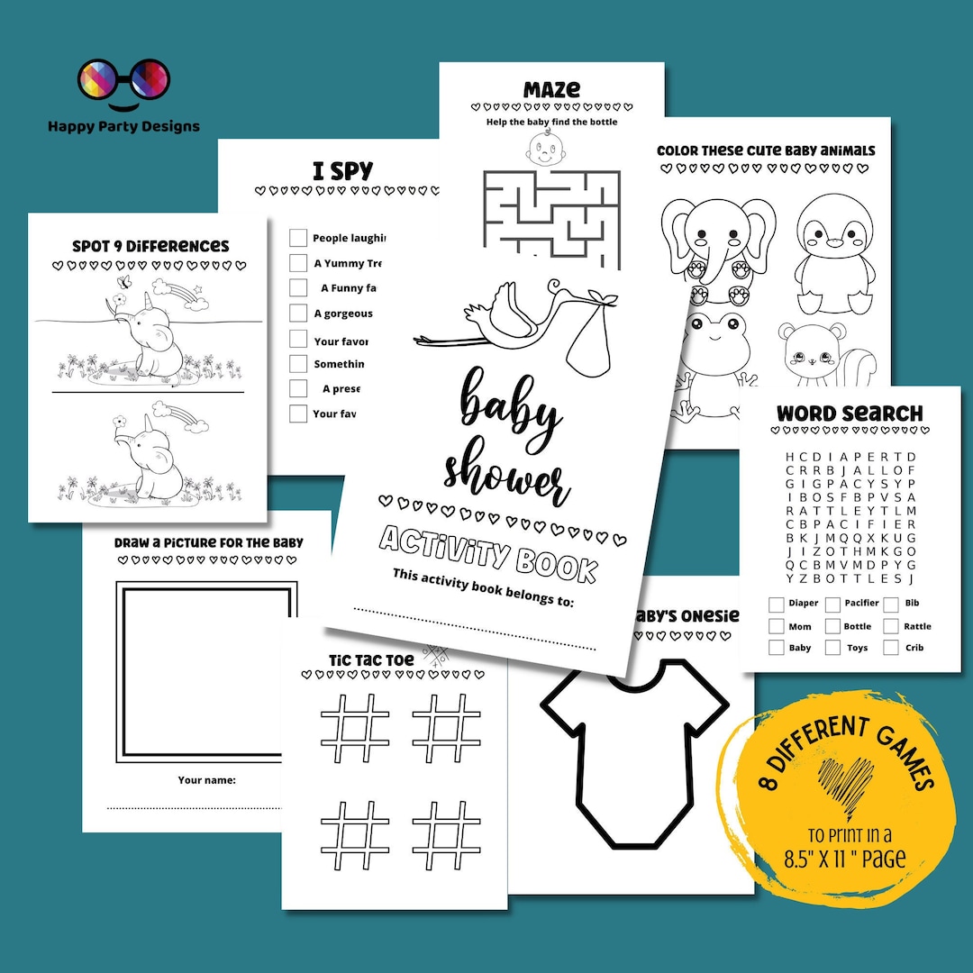 Baby Shower Kids Activity Book Instant Download Coloring - Etsy