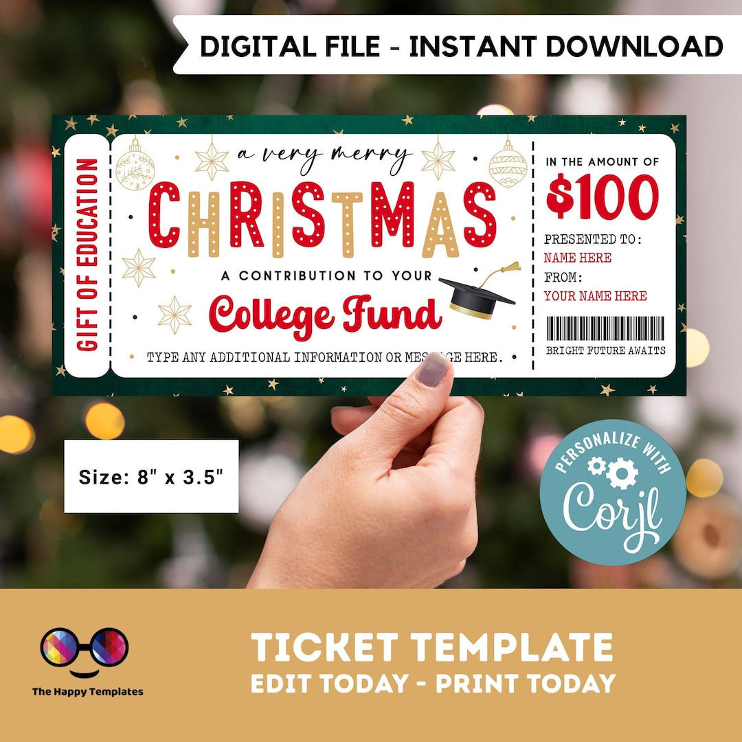 Christmas Ticket Template | College Fund | Gift Voucher | Santa Gift ...