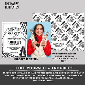 Editable Bonfire Party Invitation With Photo Digital Bonfire Birthday ...