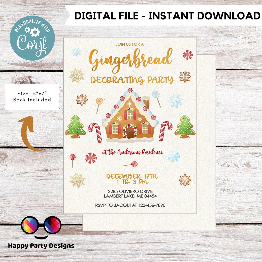 Editable Gingerbread Decorating Party Invitation | Christmas Party ...