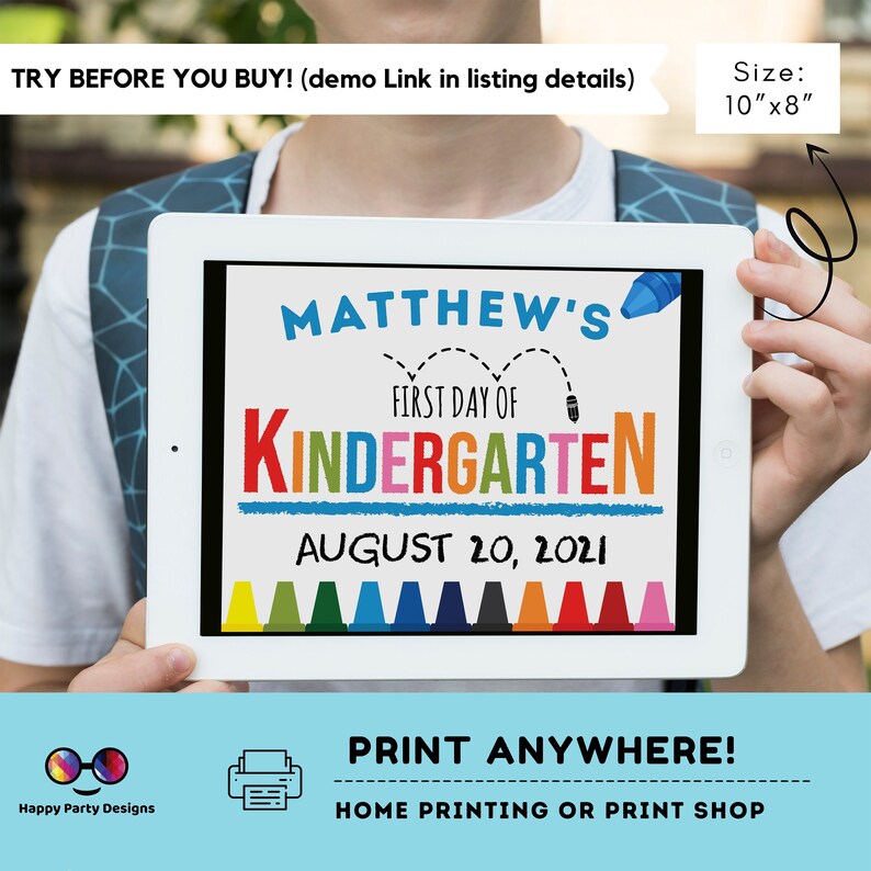 Editable First Day of Kindergarten Sign | First Day of Sign | 1st Day ...