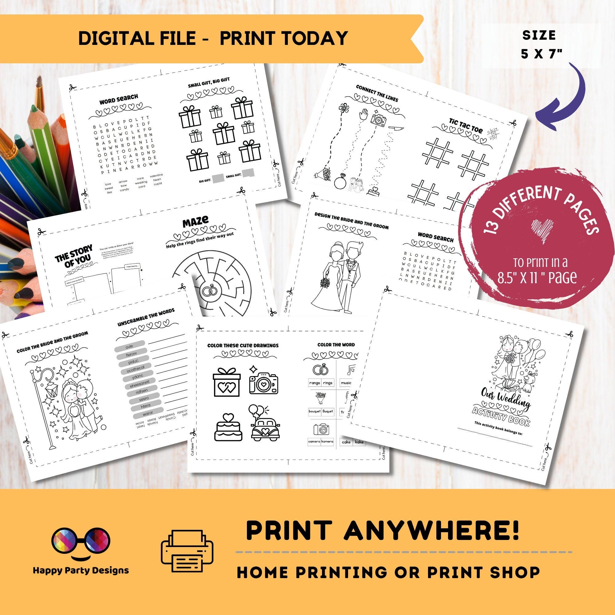 Wedding Kids Activity Booklet Coloring Book for Wedding - Etsy