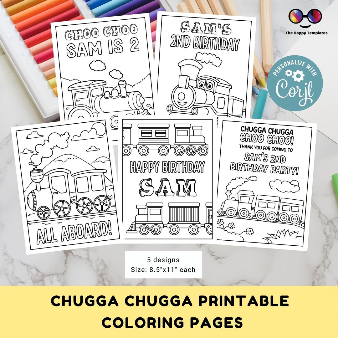 Editable Train Coloring Pages 5 | Chugga Chugga Two Birthday Activity ...