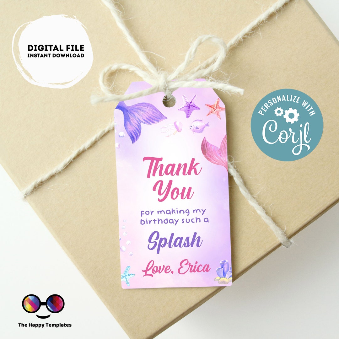 Editable Mermaid Tails Thank You Favor Tag | Mermaids Tail Printable ...