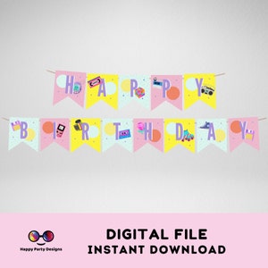90s Birthday Banner Printable | 90s Party Banner | Girl Birthday ...