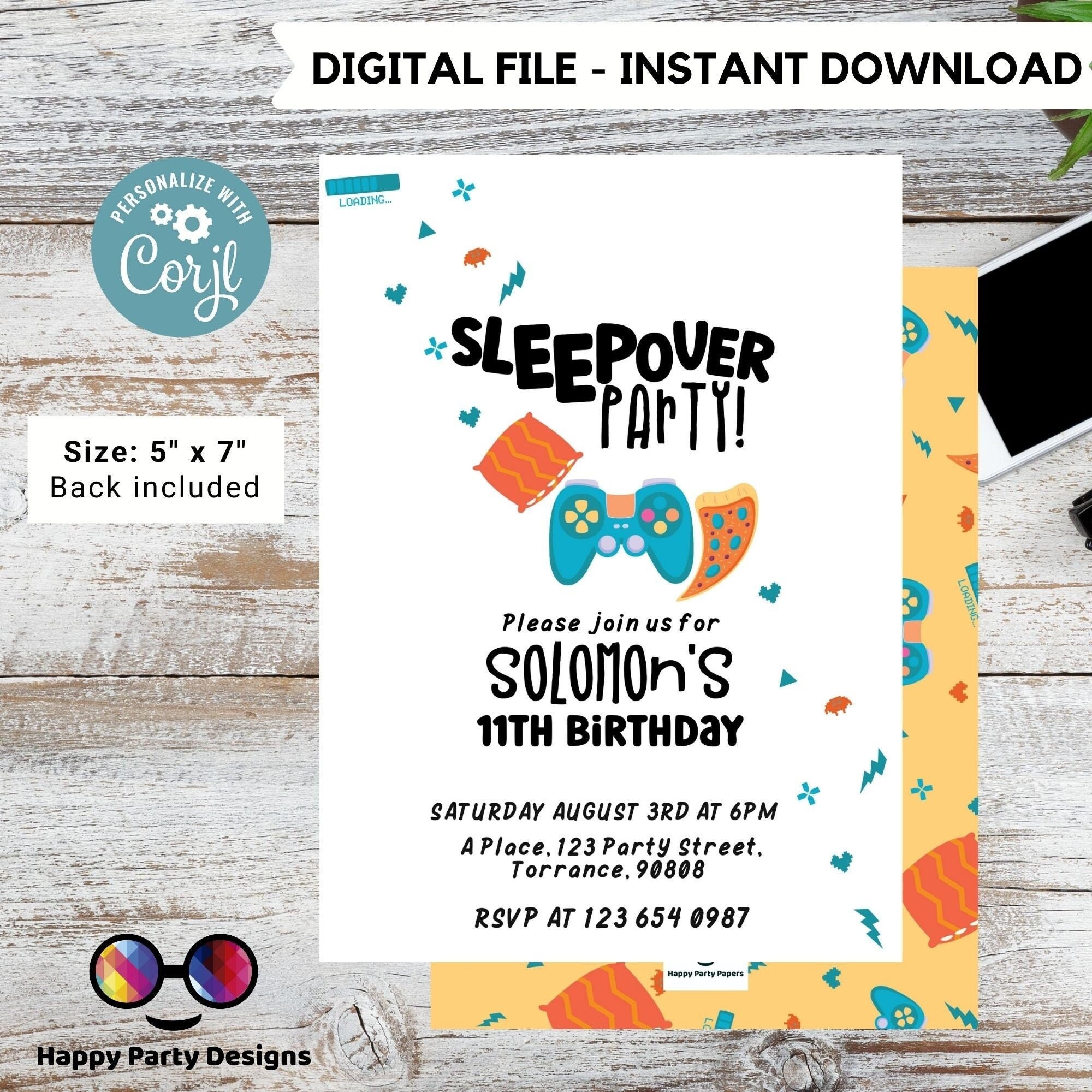 EDITABLE Boys Sleepover Party Birthday Invitation Slumber - Etsy