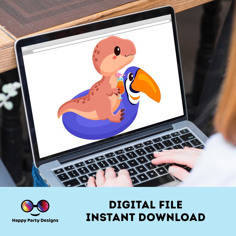 PRINTABLE Dinosaur Pool Party Cake Toppers | Dinosaur Pool Party ...