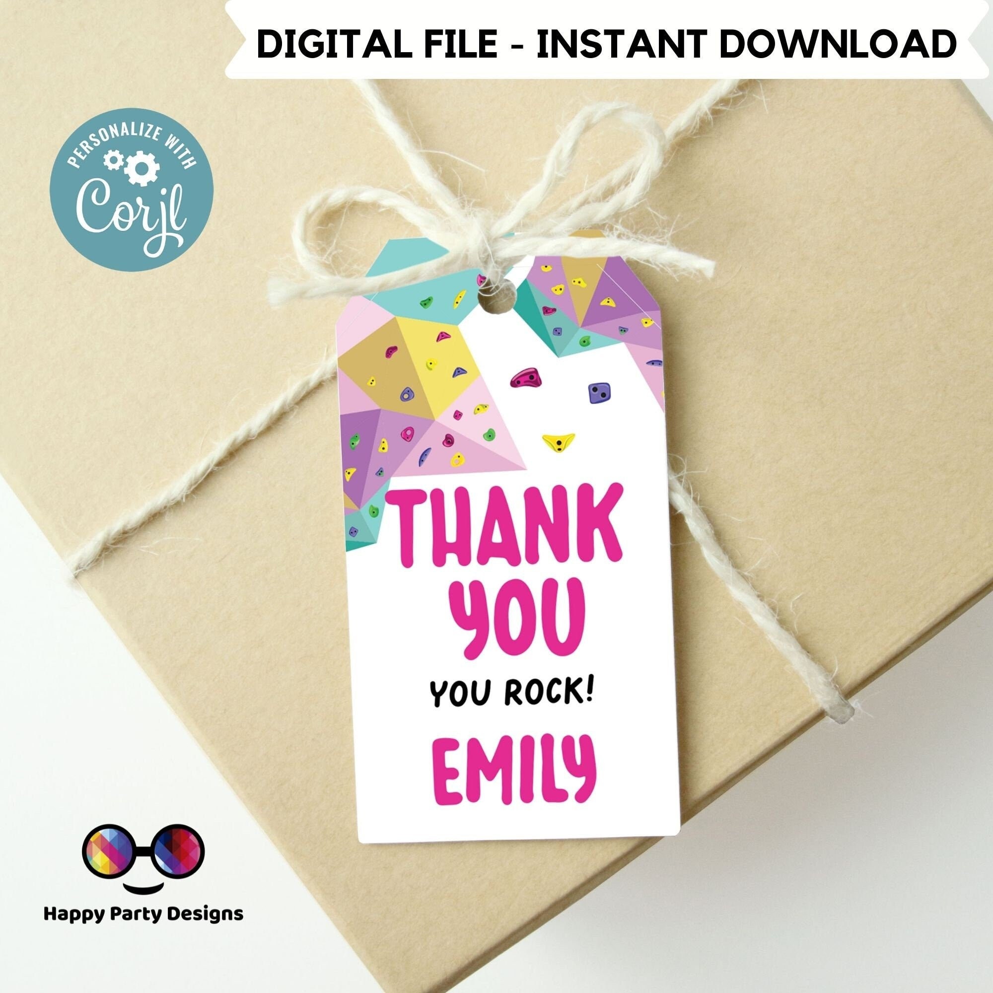EDITABLE Let's Climb Thank You Tags Printable | Girl Birthday Favor ...