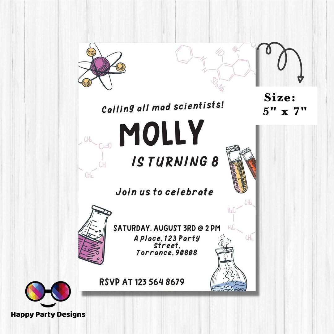 Science Party Invitation | Mad Scientist Invitations | Birthday Girl ...