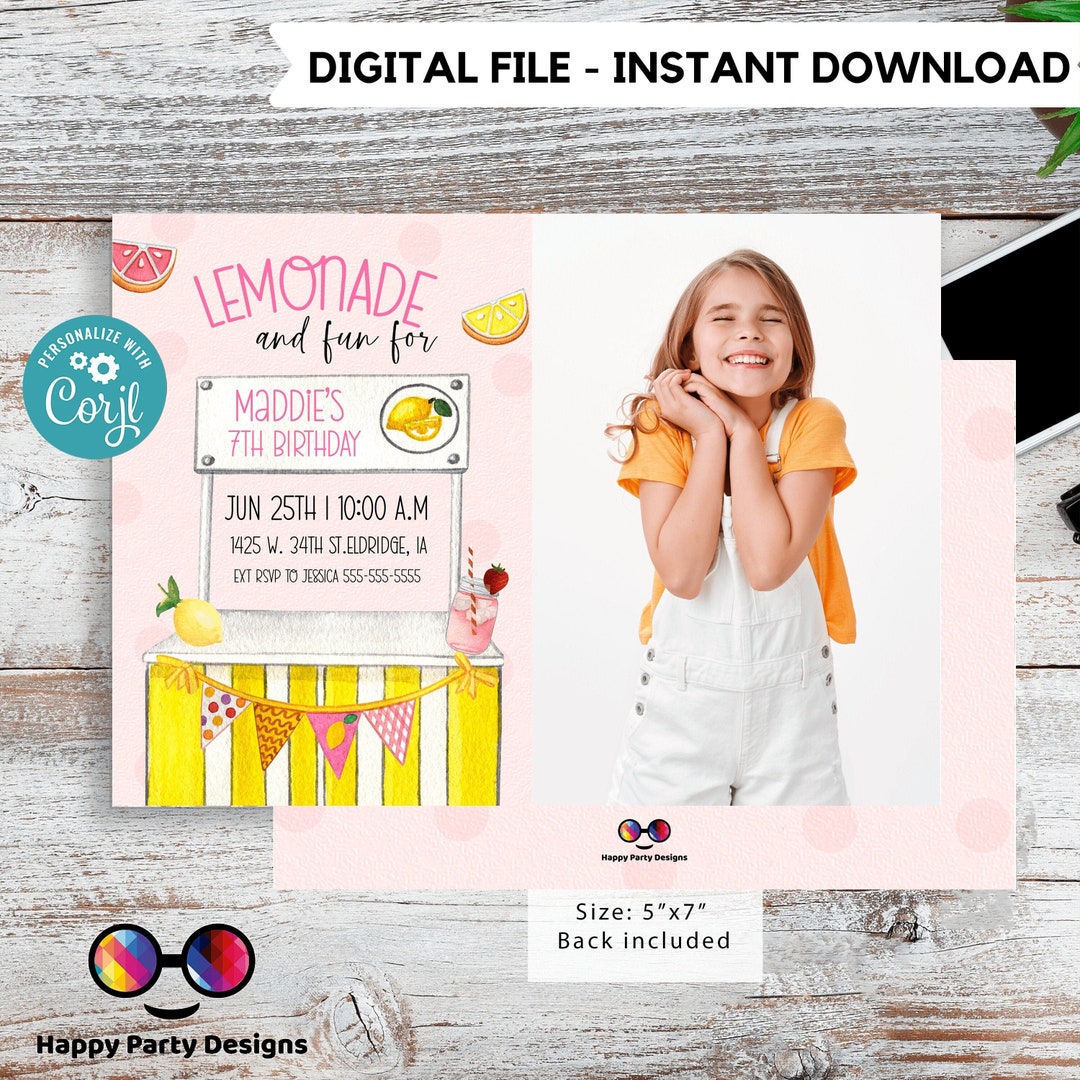 Editable Lemonade Invitation With Picture | Lemonade Birthday ...
