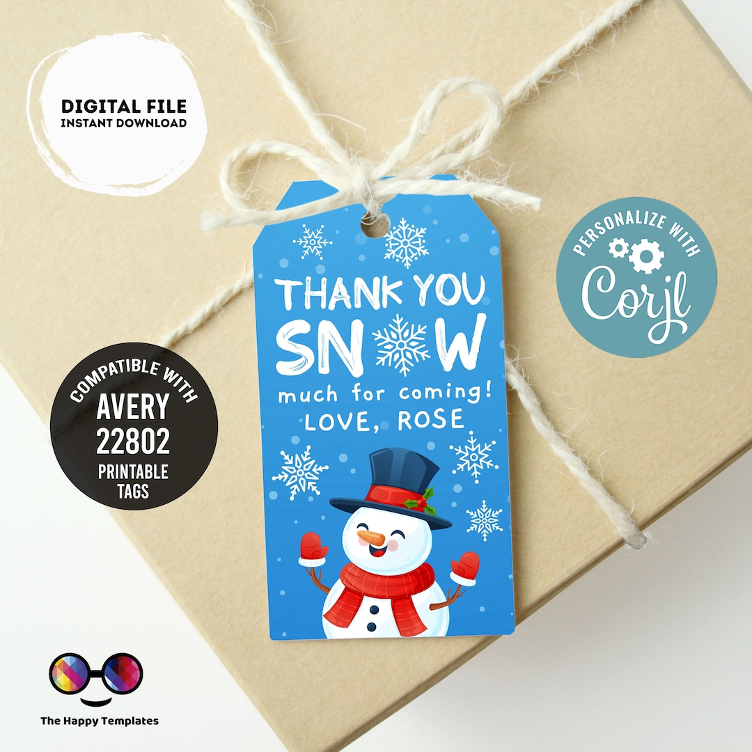 Thank You Snow Much Editable Favor Tags | Winter Thank You Tags ...