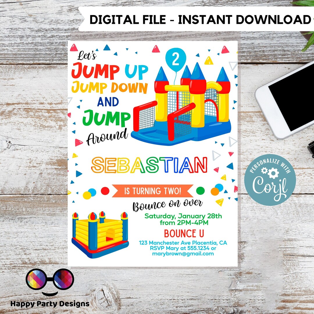 Editable Bounce House Invitation | Digital Bounce House Invite ...
