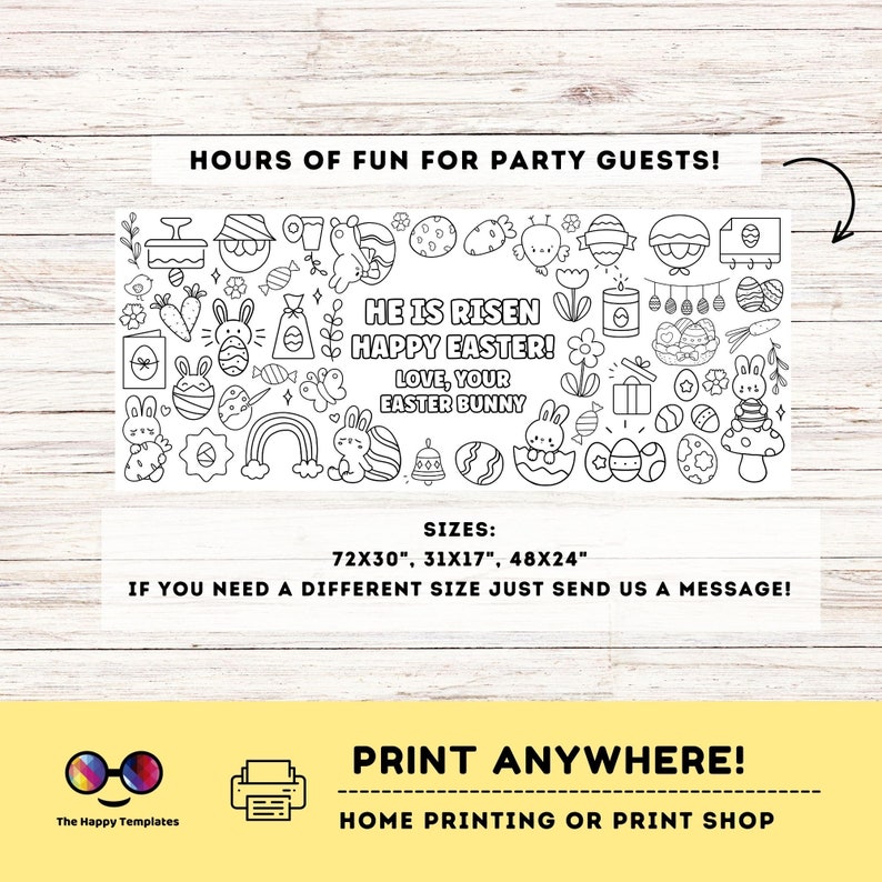Easter XL Table Runner | Editable Table Runner Coloring Page | Any Age ...
