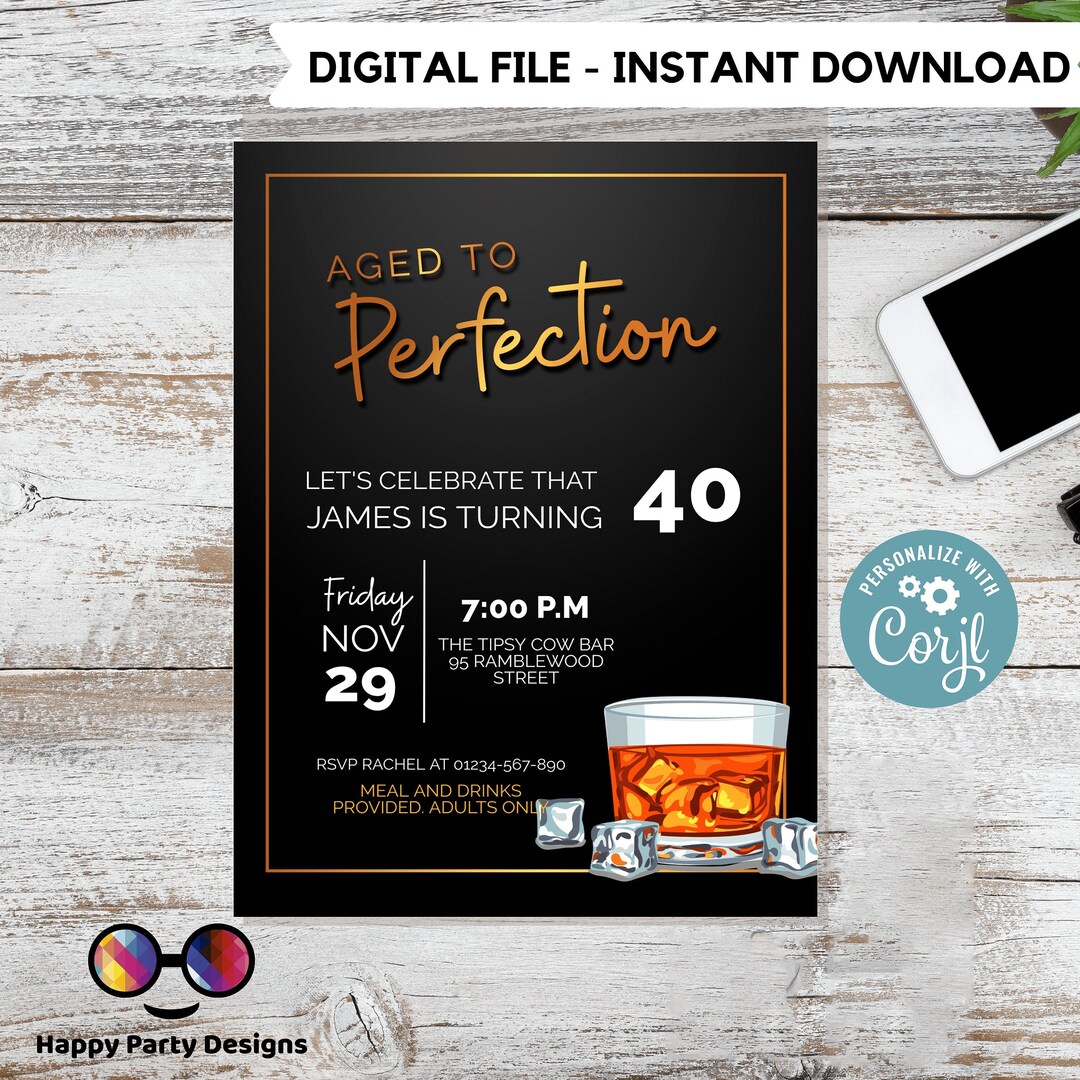 40th Birthday Invitation for Men | Surprise Birthday Party Invites ...