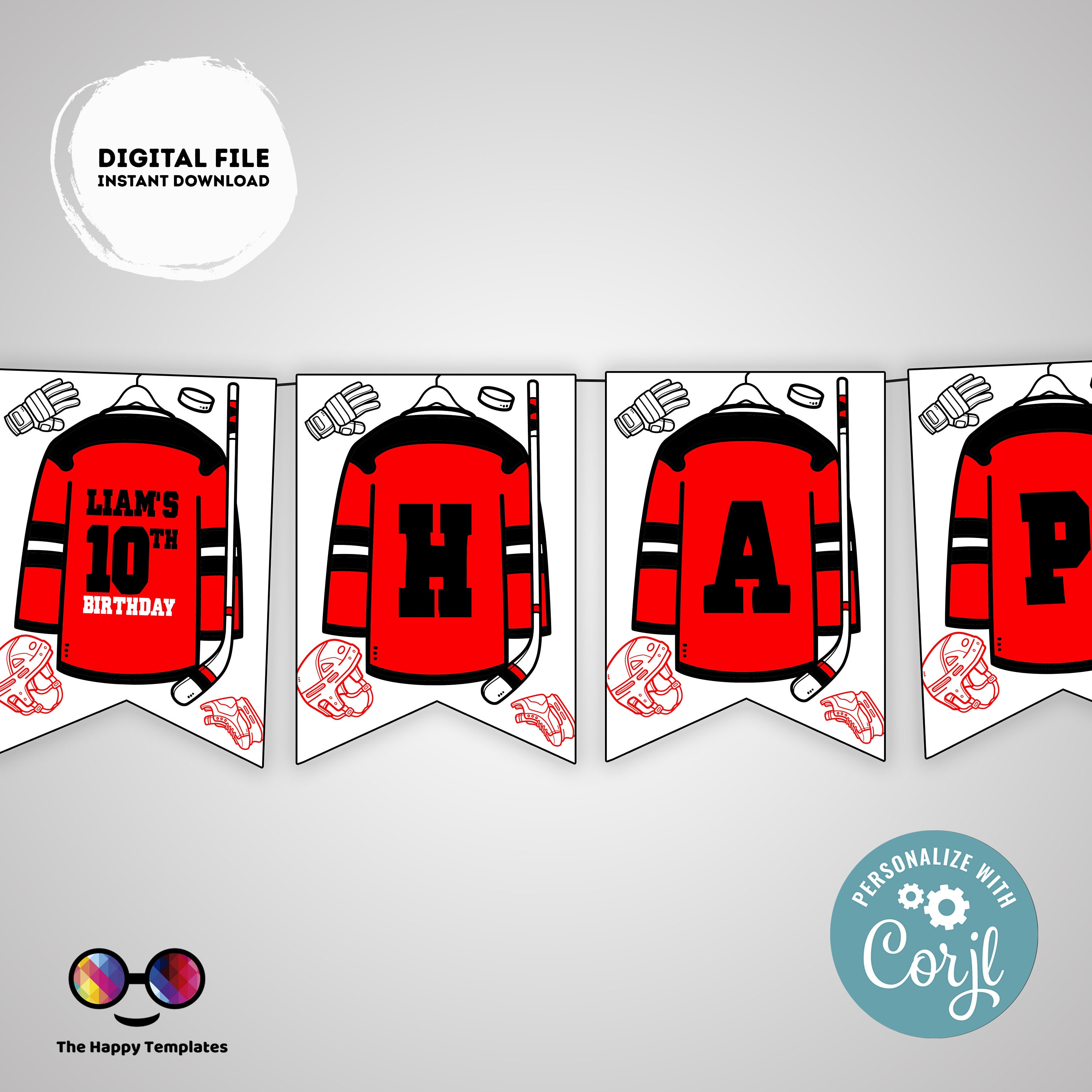 Editable Birthday Banner Printable Birthday Hockey Banner - Etsy