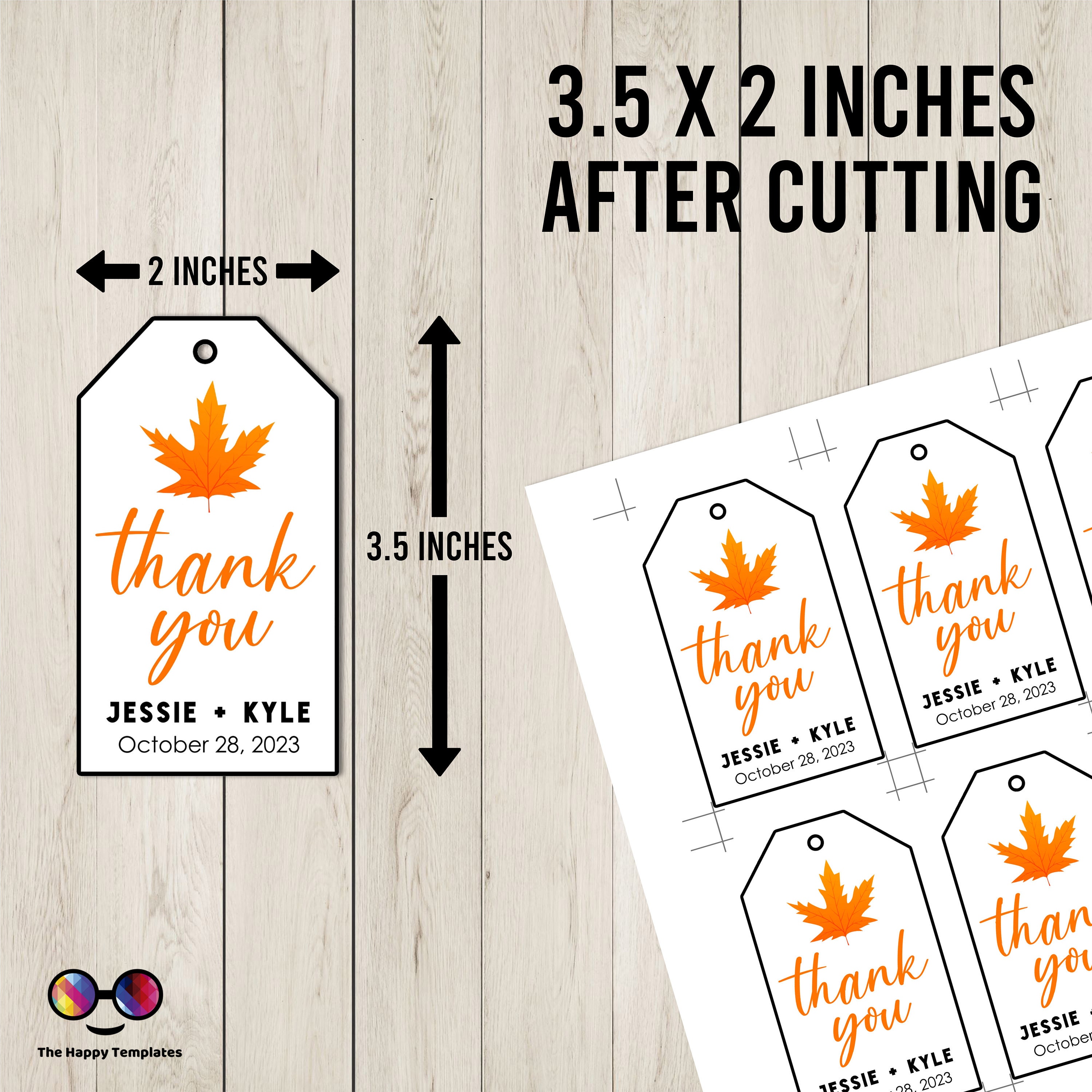 Editable Fall Leaves Favor Tags Classic Look Thank You Tags - Etsy