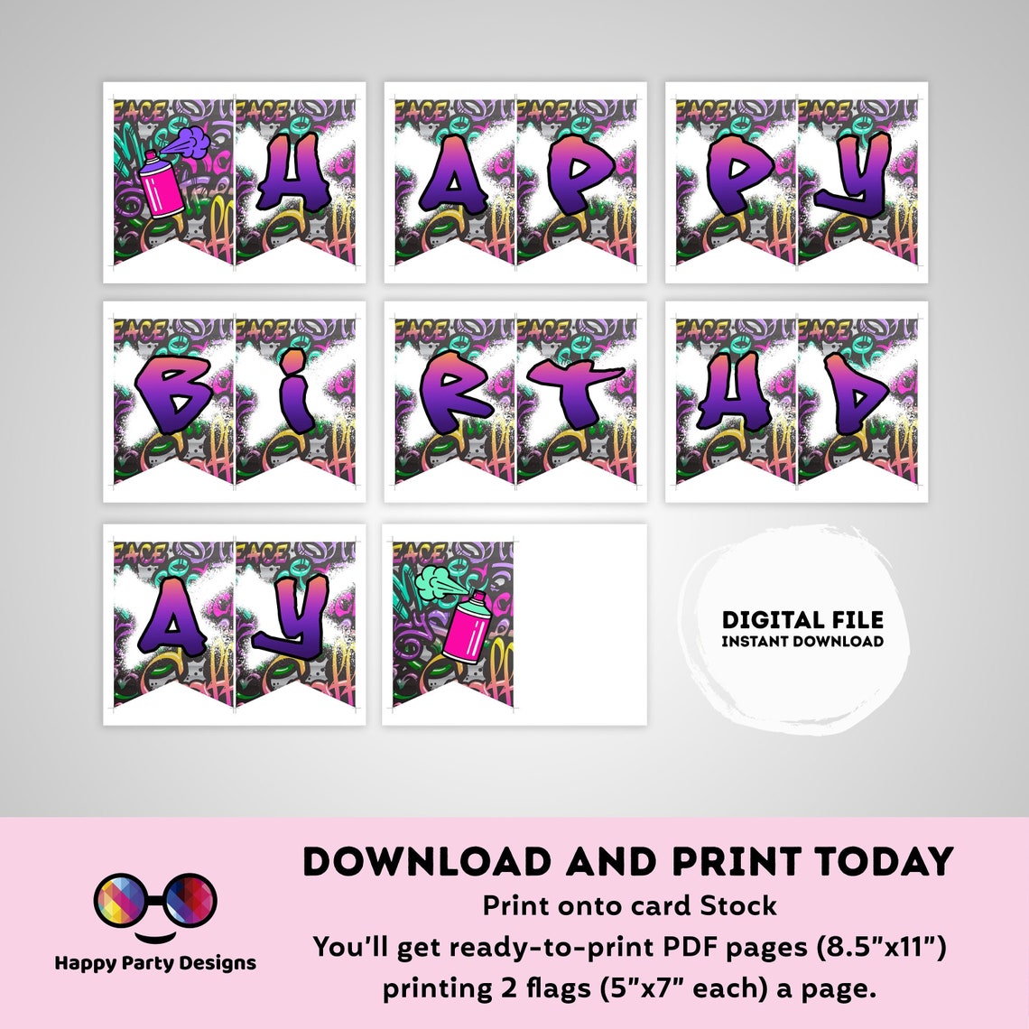Happy Birthday Graffiti Banner | Graffiti Party | Birthday Banner ...