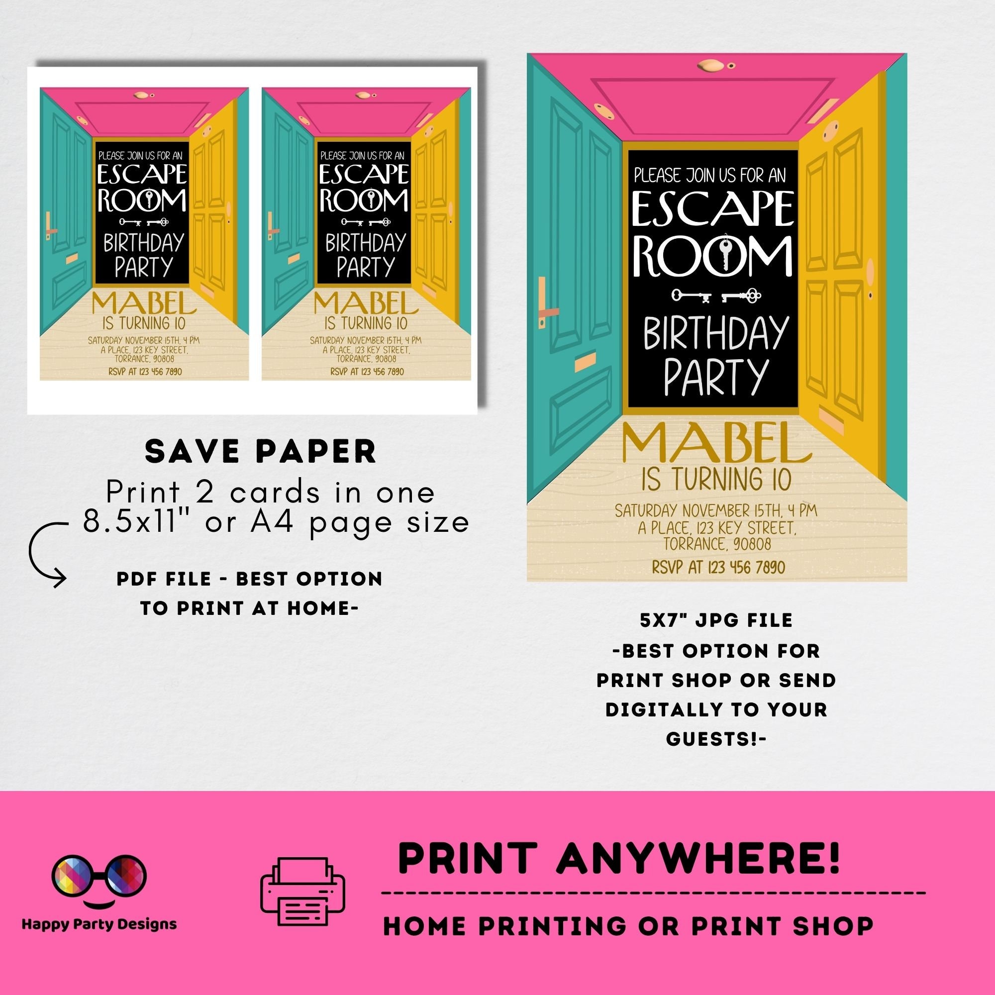 Editable Escape Room Birthday Invitation Template Printable - Etsy