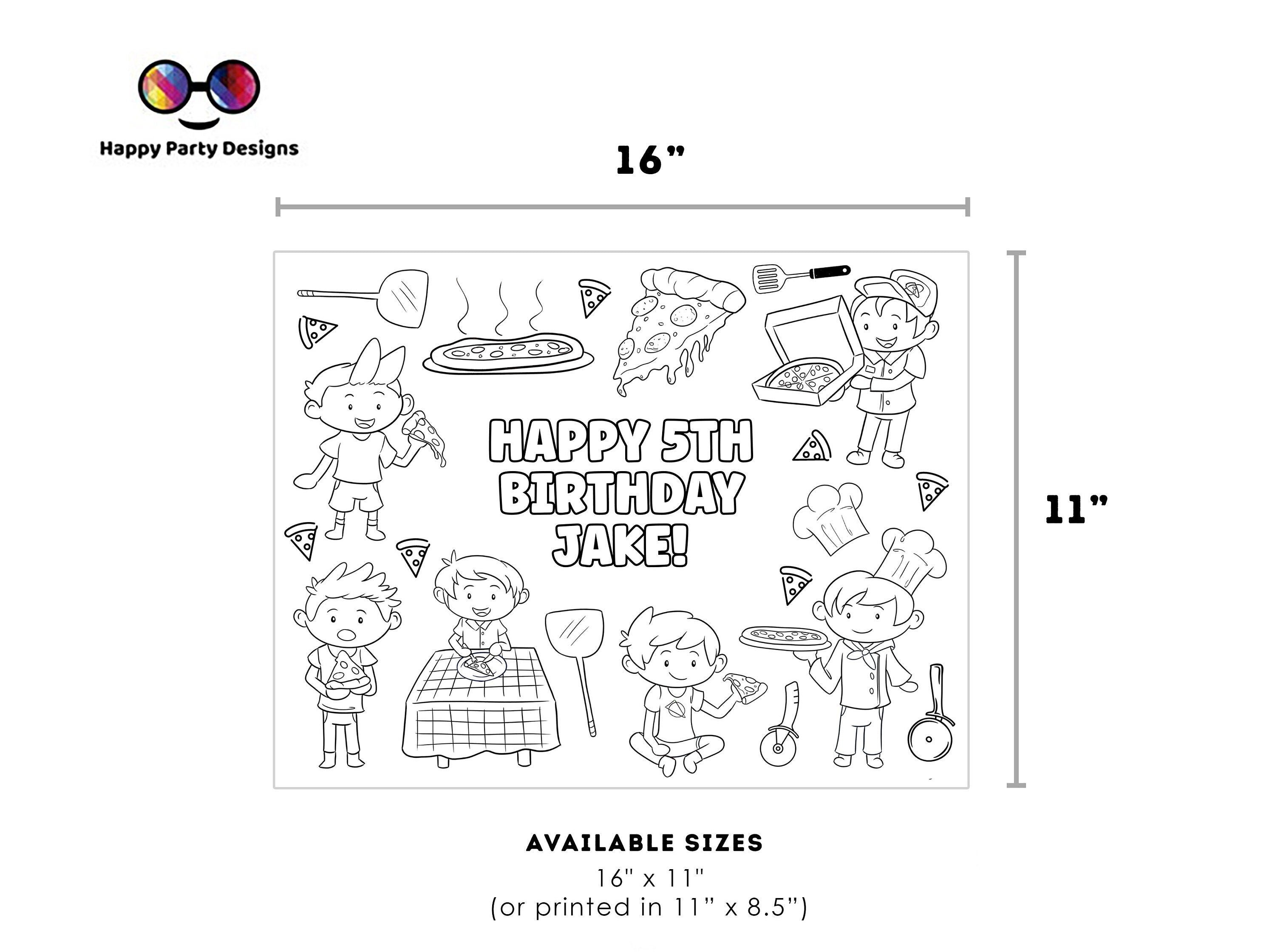 Editable Pizza Party Coloring Page Placemat Coloring Page - Etsy