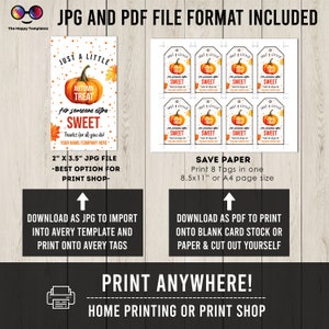 Editable Pumpkin Favor Tags | Autumn Treat for Someone Extra Sweet ...