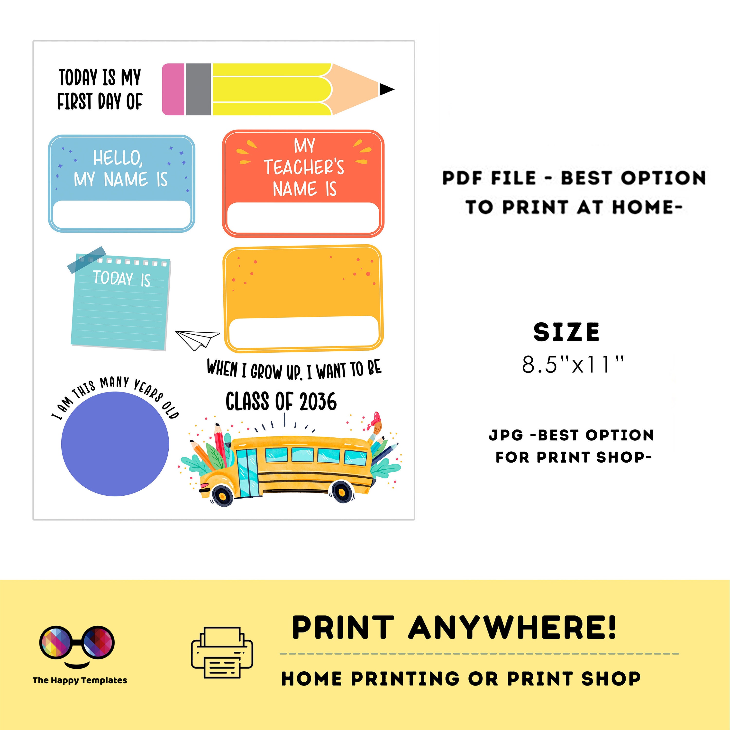 Editable My First Day of School Poster First Day of School - Etsy