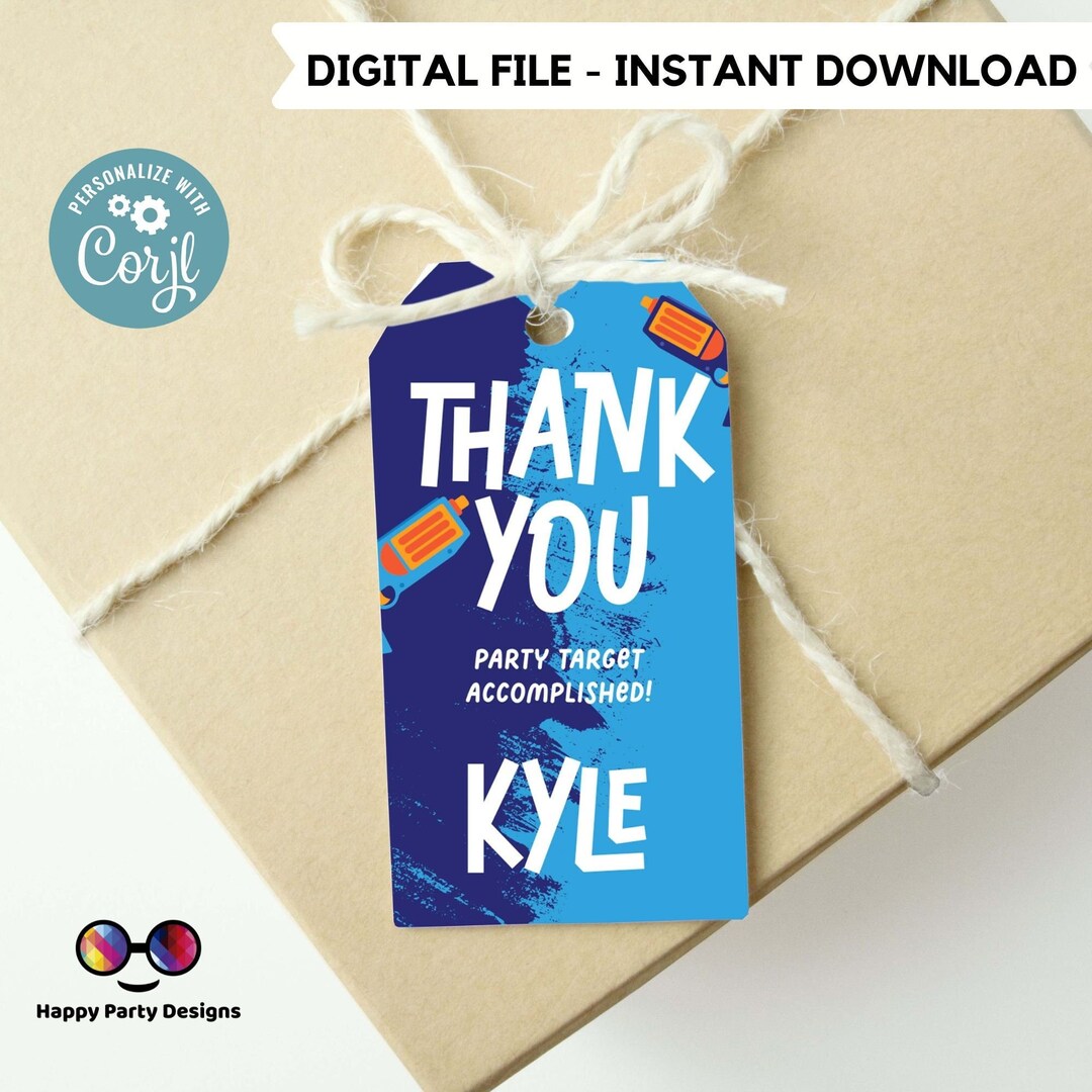 EDITABLE Dart Gun Favor Tags | Boy Birthday Favor Labels | Dart Gun ...