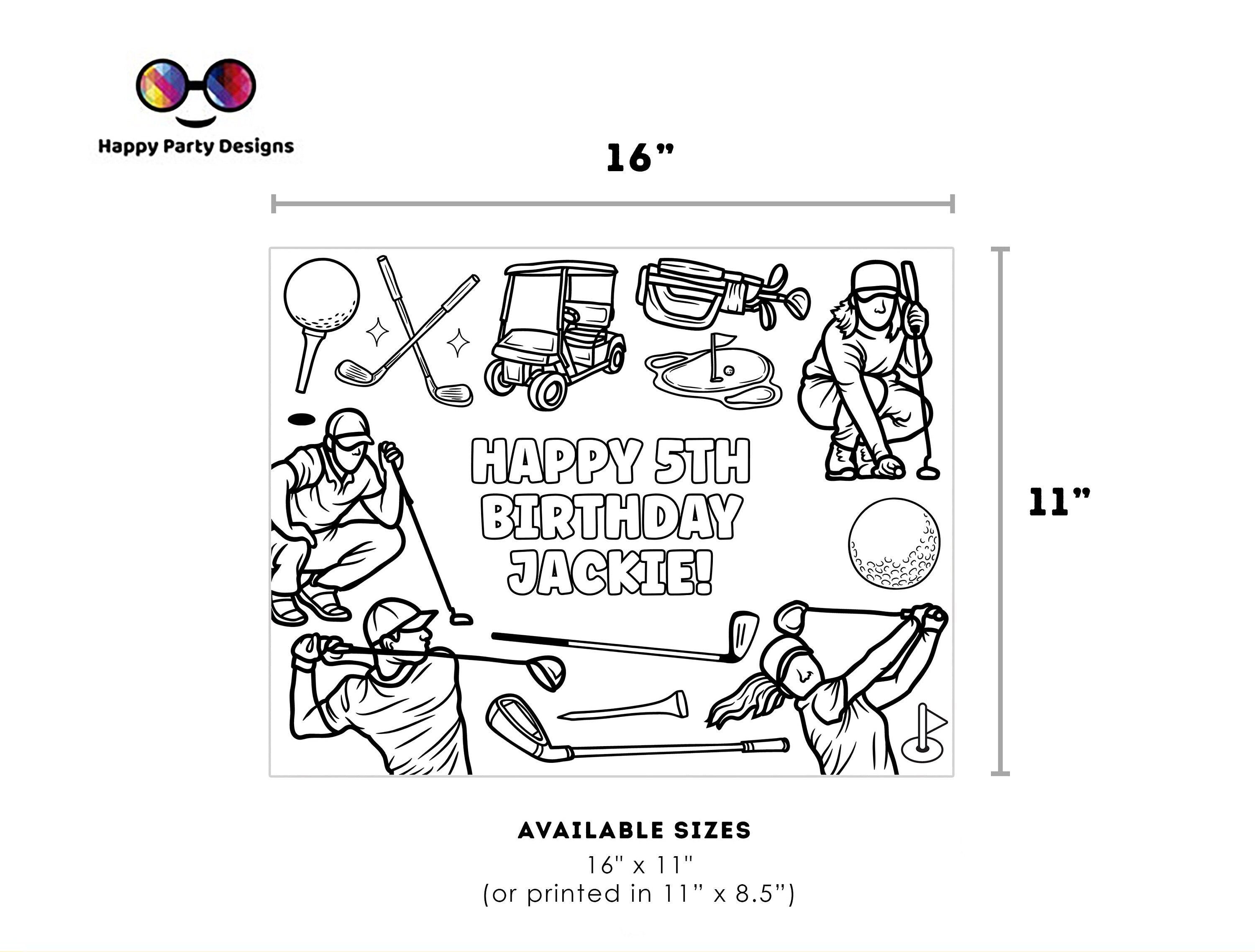 Editable Golf Birthday Coloring Page Sports Party Sports - Etsy Canada