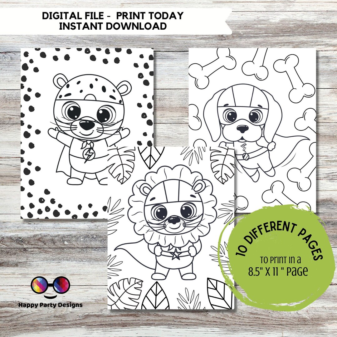 Set of 10 Animal Super Heroes Printable Coloring Pages | for Kids ...