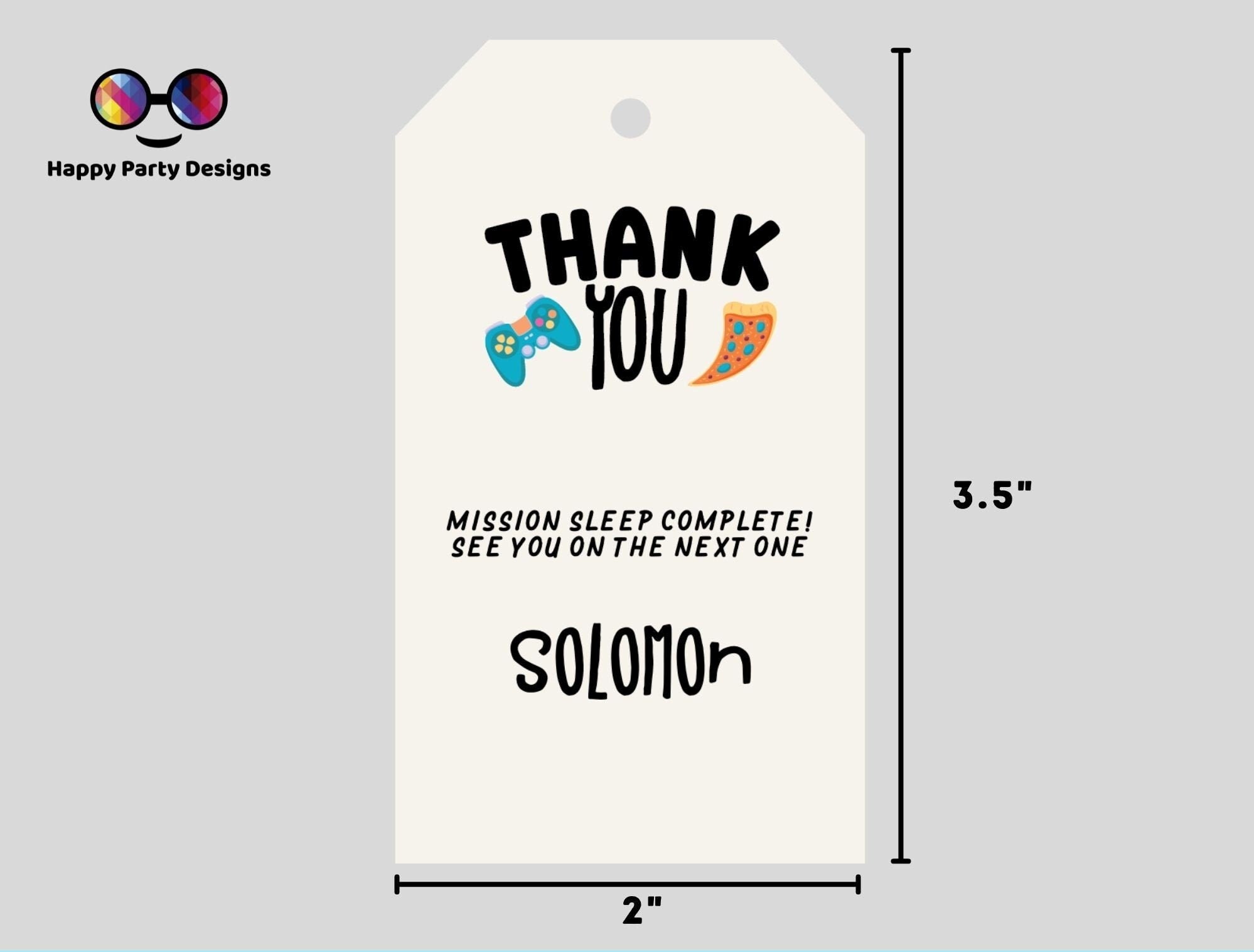 Editable Sleepover Birthday Thank You Gift Tags Slumber - Etsy Canada